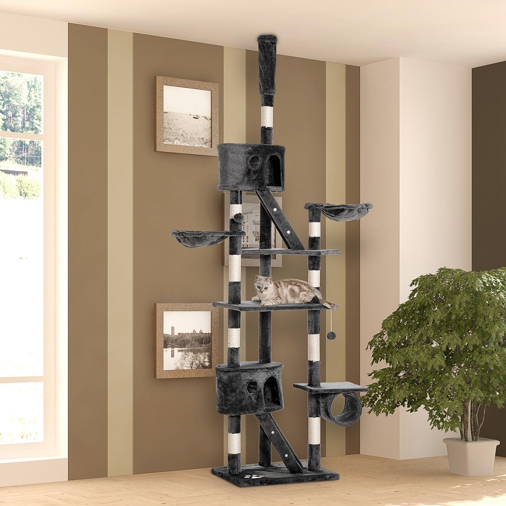 Adjustable cat tree from 240 to 250 cm, ceiling height, scratching pos
